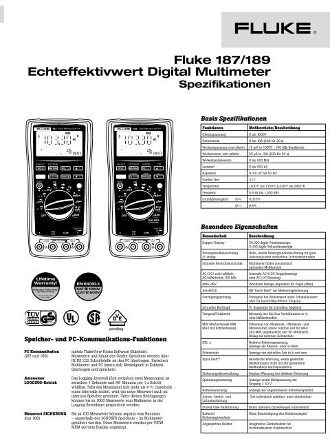 Fluke 187/189 Echteffektivwert Digital Multimeter ... - CalPlus GmbH