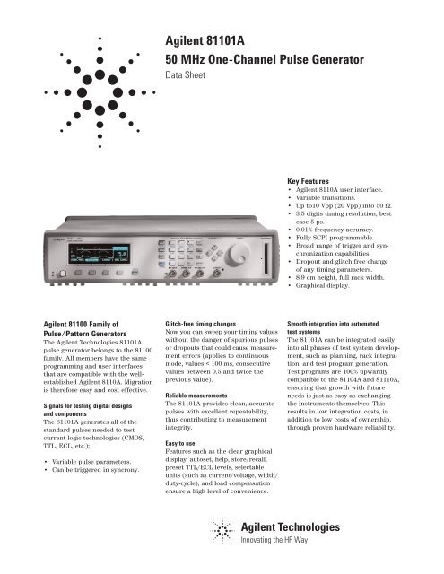 Agilent 81101A 50 MHz One-Channel Pulse Generator