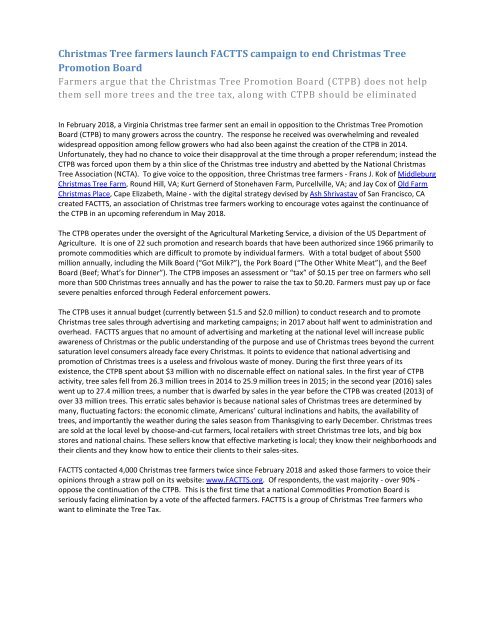 Christmas Tree farmers launch FACTTS campaign to end Christmas Tree ...