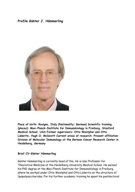 Profile Günter J. Hämmerling - Enii.org
