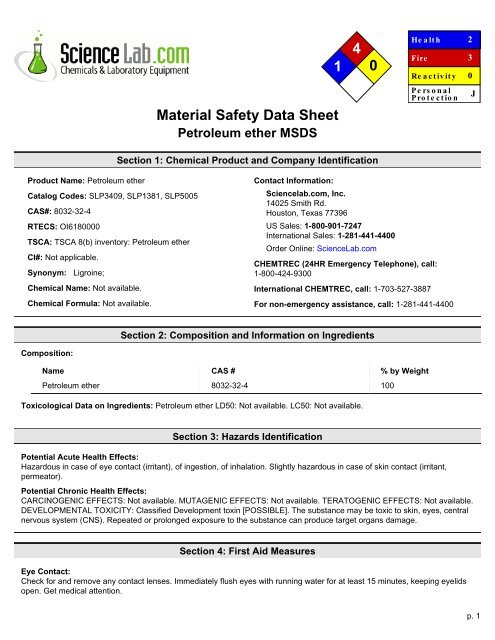 MSDS PETROLEUM ETHER