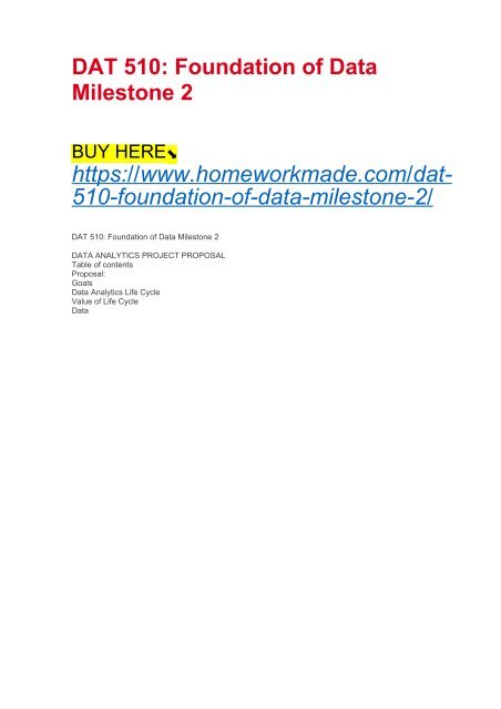 DAT 510- Foundation of Data Milestone 2