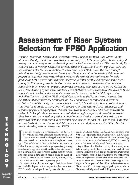 Assessment of Riser System Selection for FPSO Application - PetroMin