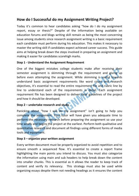 How do I Successful do my Assignment Writing Project?