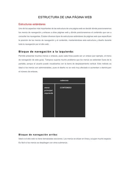 ESTRUCTURA DE UNA PÁGINA WEB