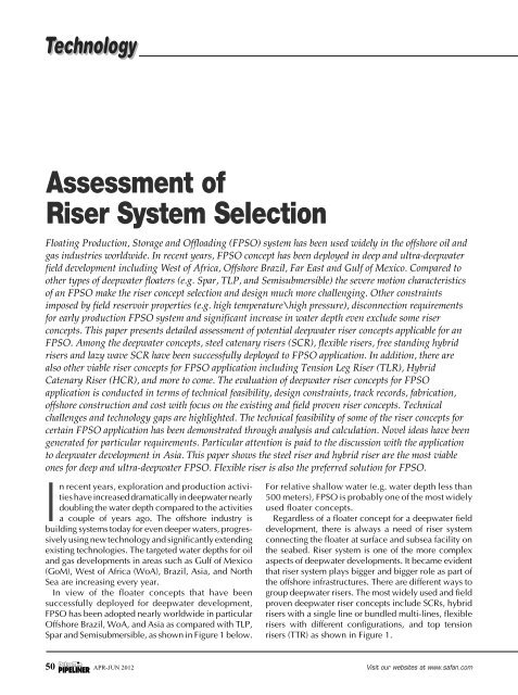 Assessment of Riser System Selection