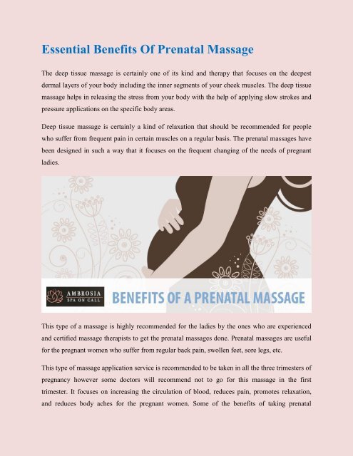 Essential Benefits Of Prenatal Massage