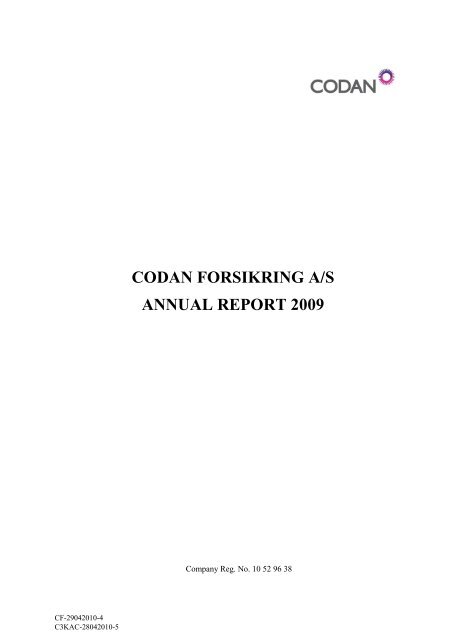 codan forsikring a/s annual report 2009