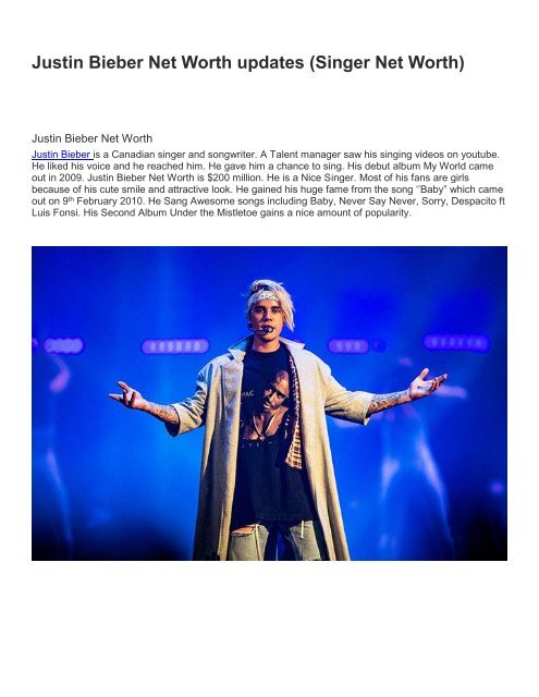 Justin Bieber Net Worth updates