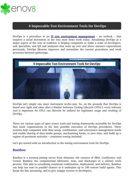 4 Impeccable Test Environment Tools for DevOps