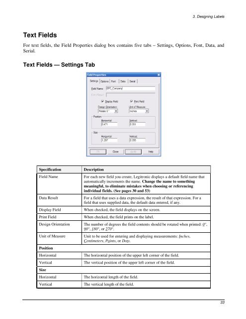 Specifying Field Properti