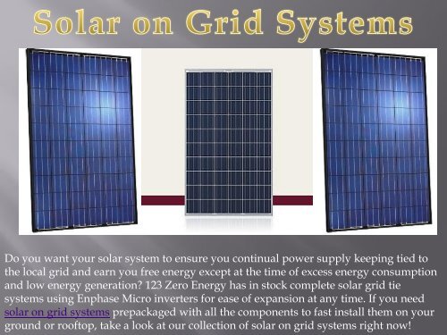 Best Solar on Grid Systems