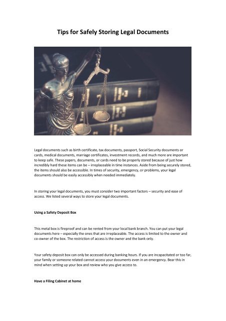 Tips for Safely Storing Legal Documents