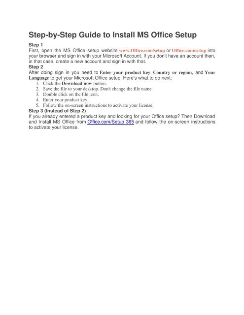 Step-by-Step Guide to Install MS Office Setup