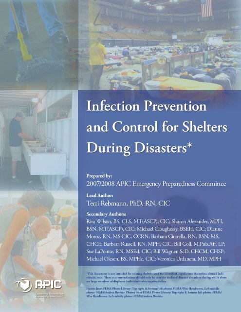 Infection Prevention and Control for Shelters During Disasters* - APIC