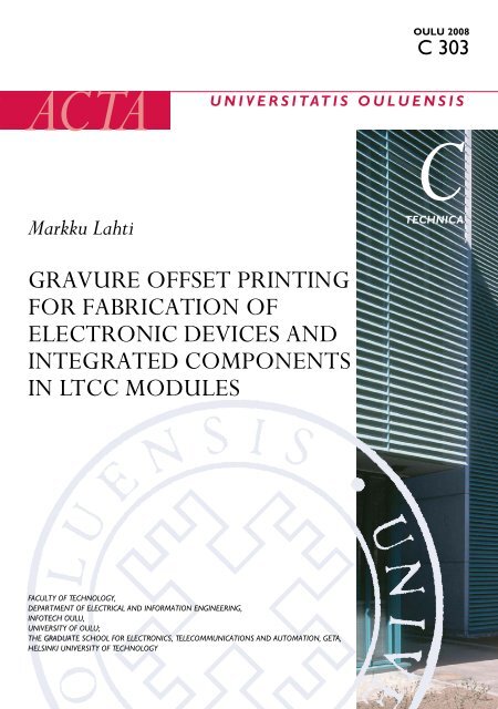 Gravure offset printing for fabrication of electronic devices ... - Oulun