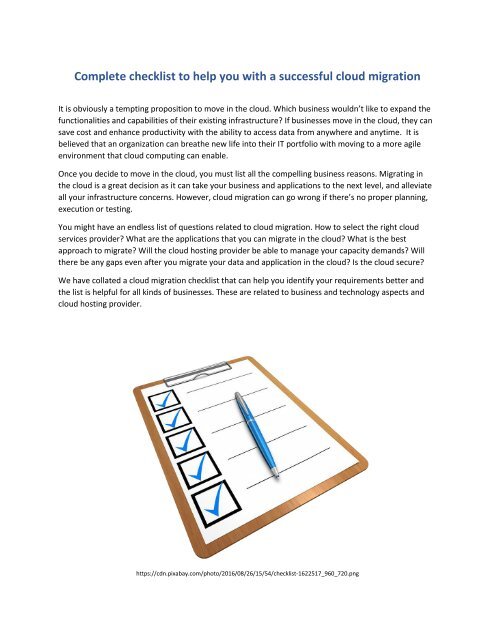 Complete checklist to help you with a successful cloud migration