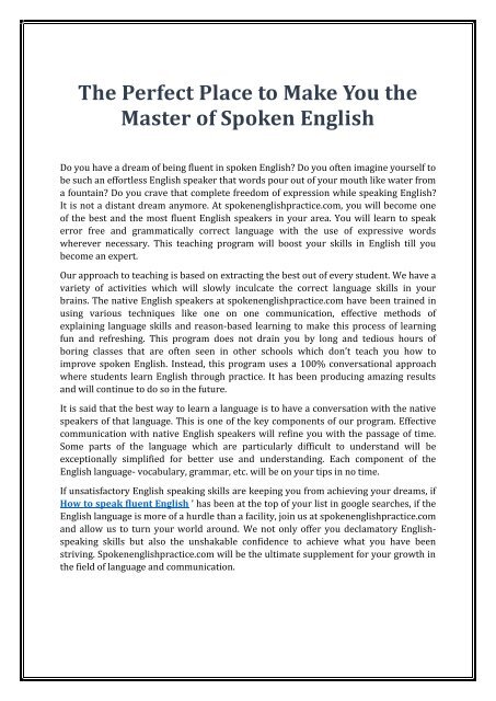 How to speak fluent English