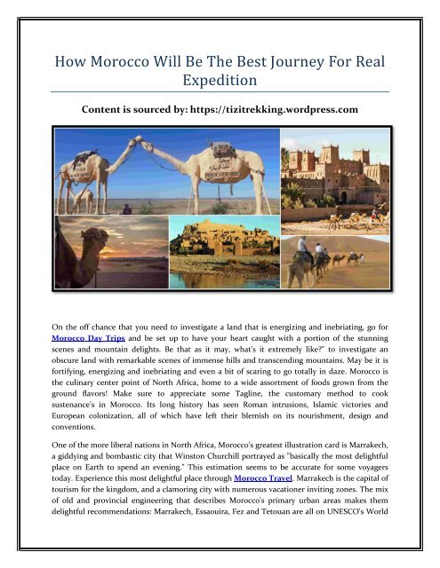 How Morocco Will Be The Best Journey For Real Expedition