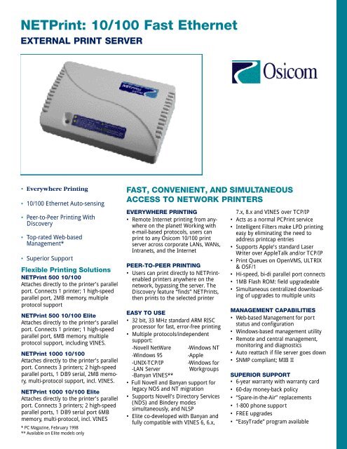 NETPrint: 10/100 Fast Ethernet - Datacomltd.com