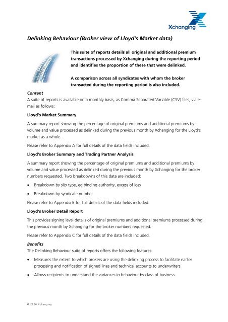 Delinking Behaviour (Broker view of Lloyd's Market data)