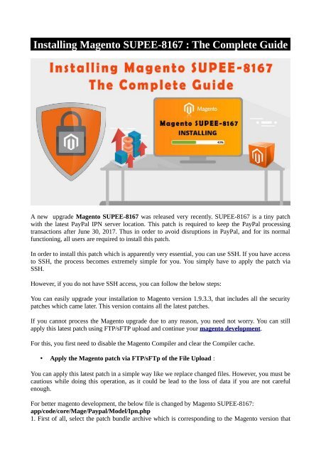 Installing Magento SUPEE-8167 : The Complete Guide