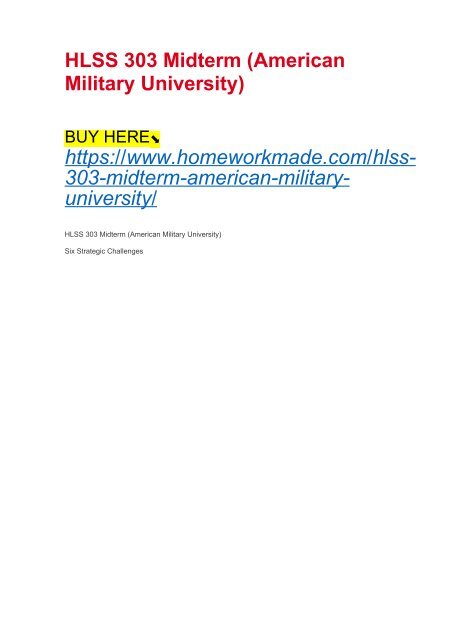 HLSS 303 Midterm (American Military University)