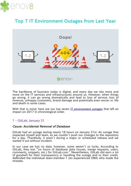 Top 7 IT Environment Outages from Last Year