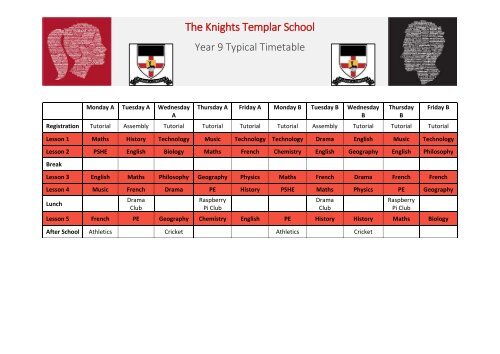 Typical Year 9 Timetable