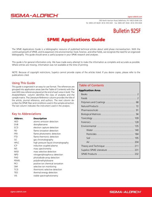 SPME Applications Guide - Overbrook Scientific