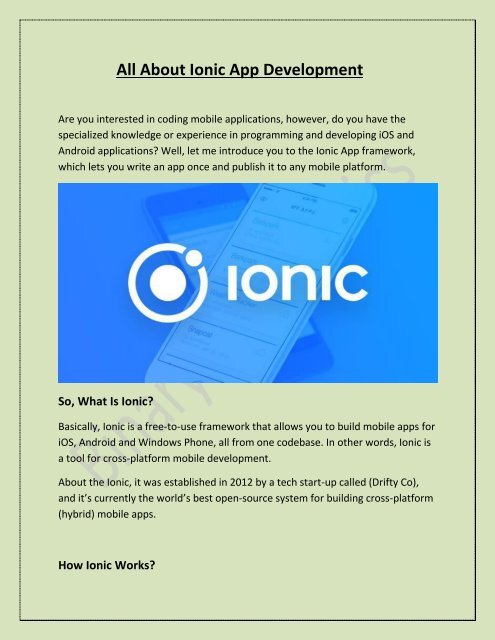 All About Ionic App Development