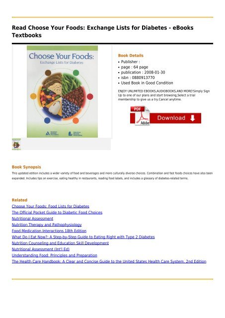 Choose Your Foods Exchange Lists