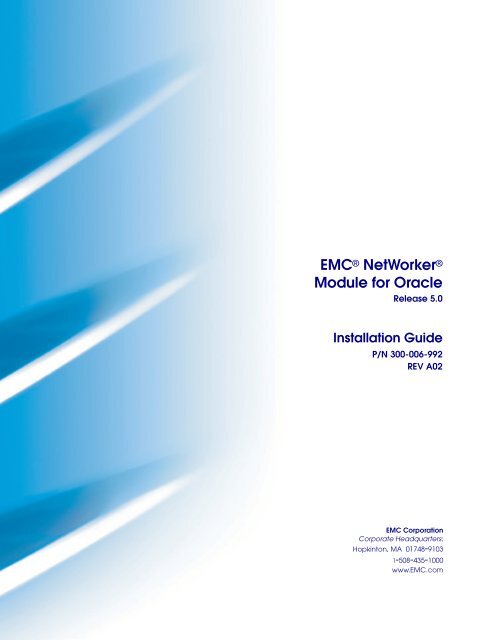 EMC NetWorker Module for Oracle Release 5.0 Installation Guide