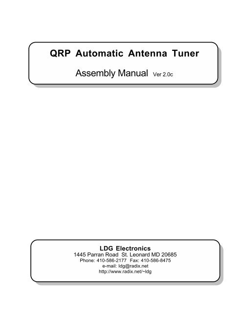 QRP Automatic Antenna Tuner - LDG Electronics