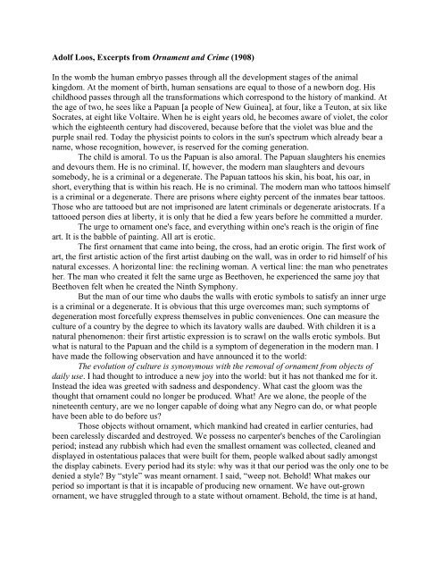 Adolf Loos Ornament And Crime