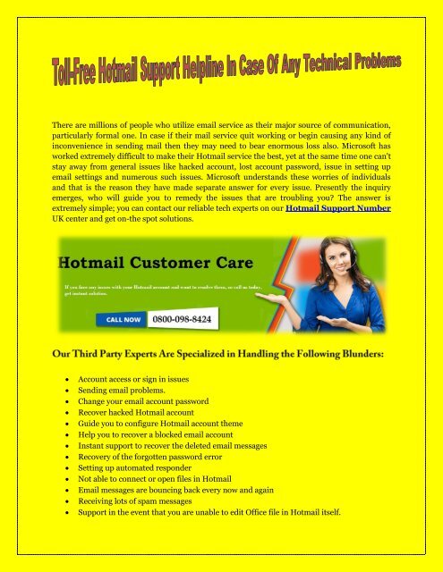 Dial Toll-Free Hotmail Support Helpline In Case Of Any Technical Problems