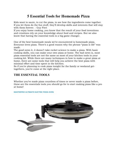 5 Essential Tools for Homemade Pizza