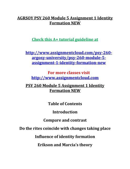 AGRSOY PSY 260 Module 5 Assignment 1