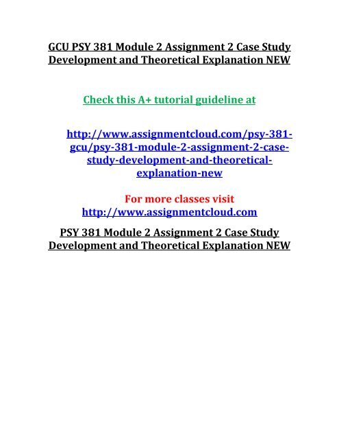 GCU PSY 381 Module 2 Assignment 2