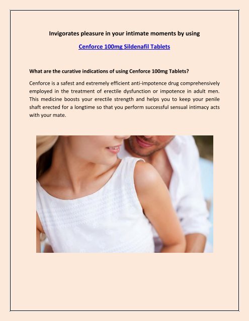 Order Cenforce 100mg Tablets Now – Most Effective Erection Pill to cure ...