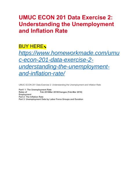UMUC ECON 201 Data Exercise 2- Understanding the Unemployment and Inflation Rate