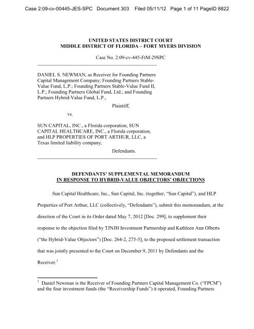 link to supplemental memo - founding partners limited partners.com