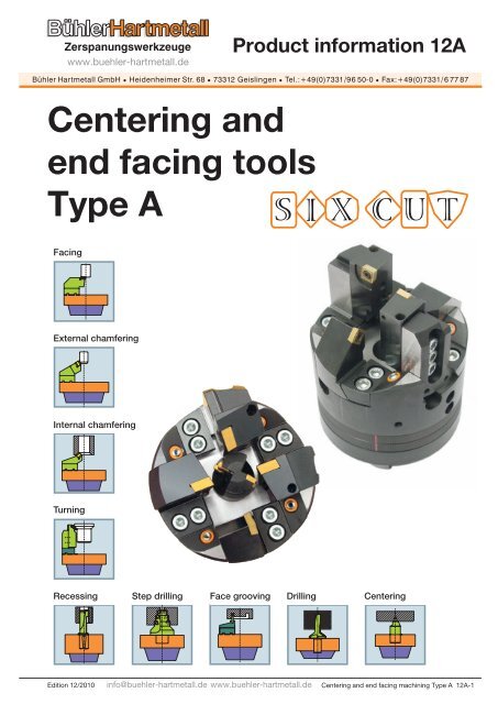Centering and end facing tools Type A
