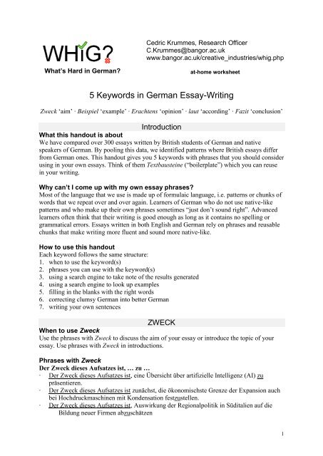 5 Keywords in German Essay-Writing