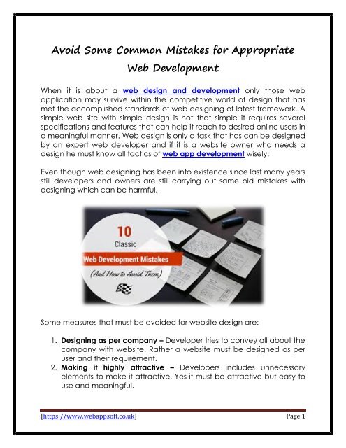 Avoid Some Common Mistakes for Appropriate Web Development