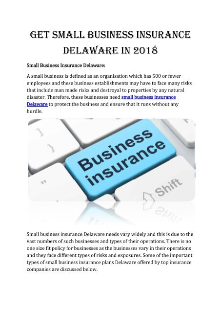 Small Business Insurance Delaware
