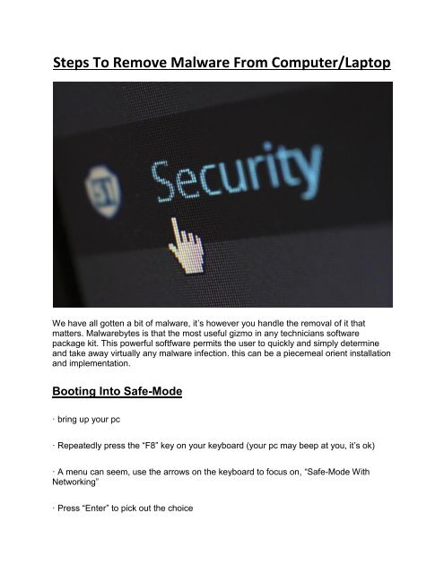 Steps To Remove Malware From Computer