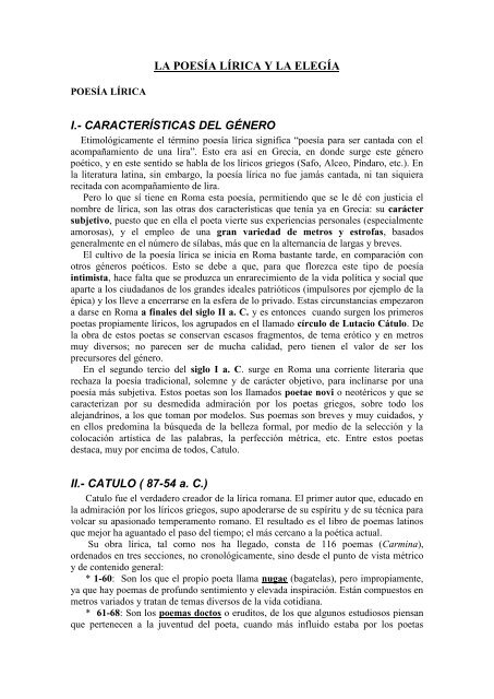 Literatura Latina Poesia Lirica Caracteristicas LA LITERATURA LATINA Y