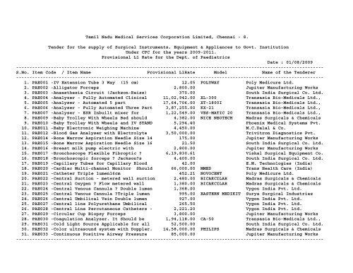 Tamil Nadu Medical Services Corporation Limited ... - Tnmsc.com