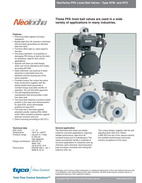 Neotecha NTB:NTC Ball Valve - PEC-KC.com
